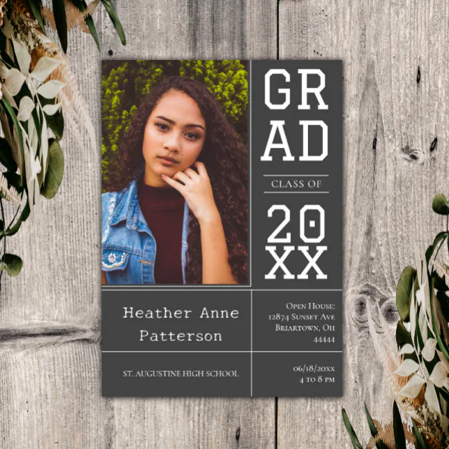 Photo Graduation Open House | Gray Invitation | Zazzle