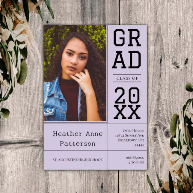 Photo Graduation Open House | Lavender Invitation | Zazzle