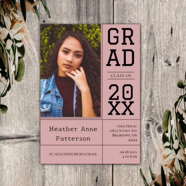 Photo Graduation Open House | Pink Invitation | Zazzle