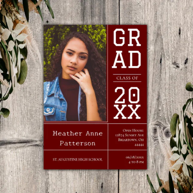 Photo Graduation Open House | Red Invitation | Zazzle