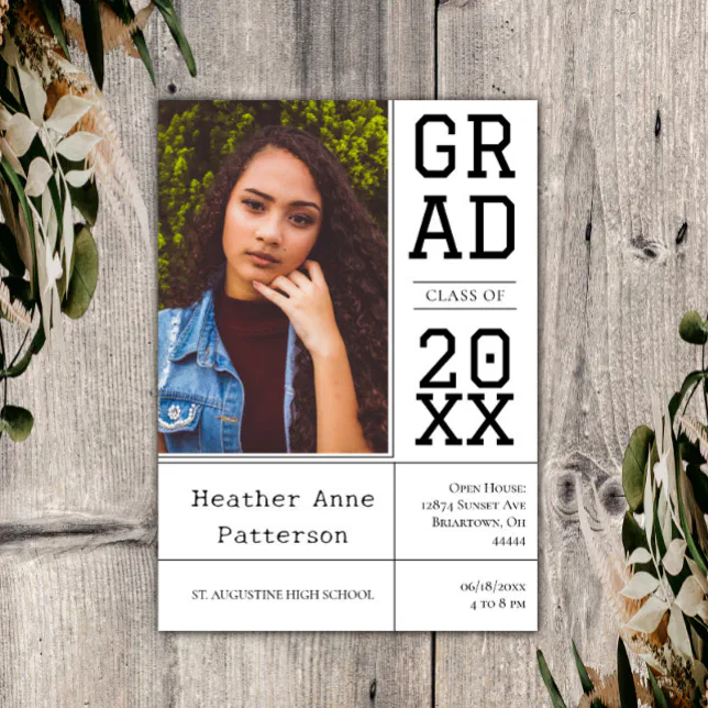 Photo Graduation Open House | White Invitation | Zazzle