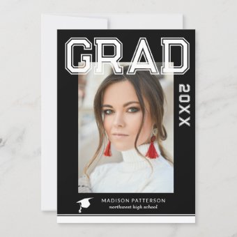 Photo Graduation Party Elegant Modern Script Invitation | Zazzle