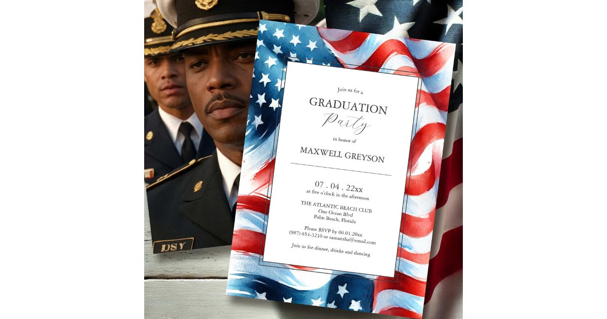Photo Graduation Party Invitations American Flag | Zazzle