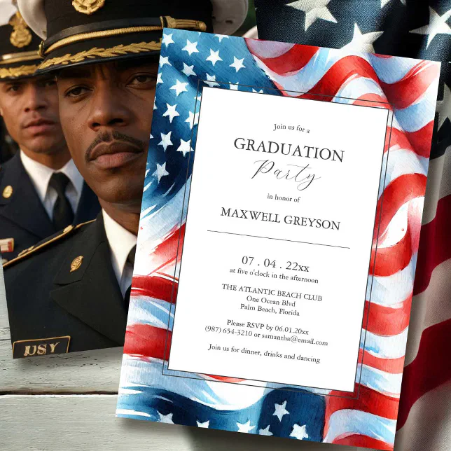 Photo Graduation Party Invitations American Flag | Zazzle
