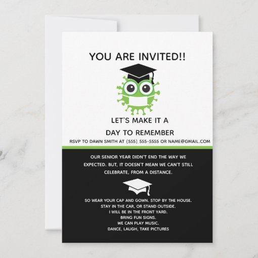 Photo Graduation Party Invitations, Coronavirus Announcement | Zazzle