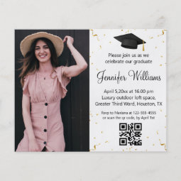 photo graduation party qr code rsvp invitation flyer | Zazzle