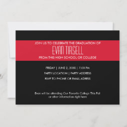 Photo Graduation Party - Red & Black Color Block Invitation | Zazzle