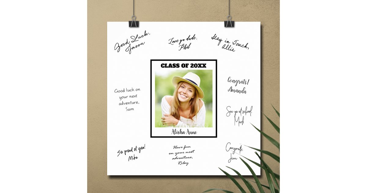 Photo Graduation Party Signature Message Poster | Zazzle