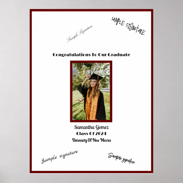 Photo Graduation Poster for Guests Signatures. | Zazzle