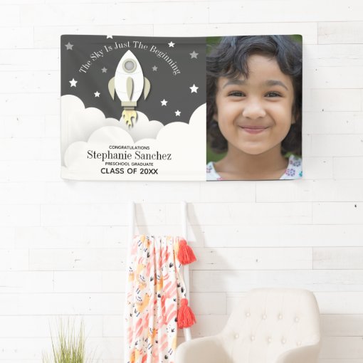 Photo Graduation Rocket Outer Space Banner | Zazzle