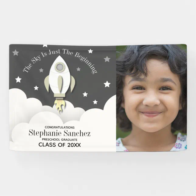 Photo Graduation Rocket Outer Space Banner | Zazzle