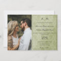 Photo Green Damask Monogram Wedding Invitation | Zazzle