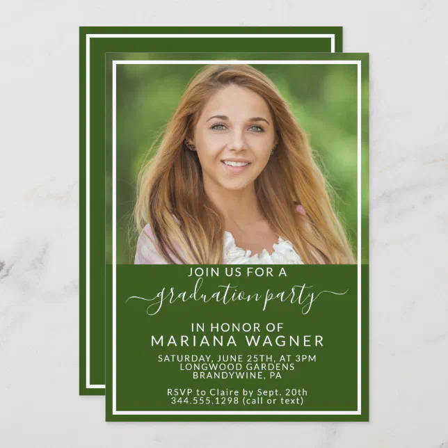Photo Green High School Graduation Party Invitation | Zazzle