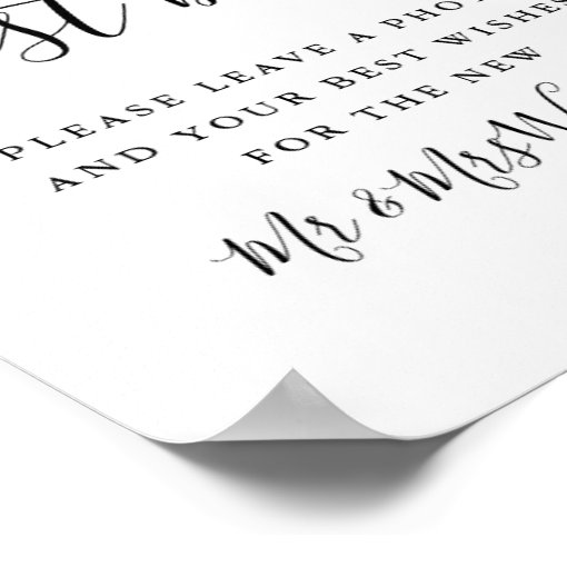 Photo Guest Book Black And White Script Sign | Zazzle