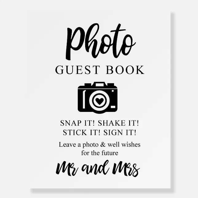 Photo Guest Book Camera Sign Foam Board | Zazzle