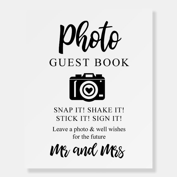 Photo Guest Book Camera Sign Foam Board | Zazzle