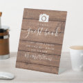 Photo Guest Book Rustic Wood Signature Script Pedestal Sign | Zazzle