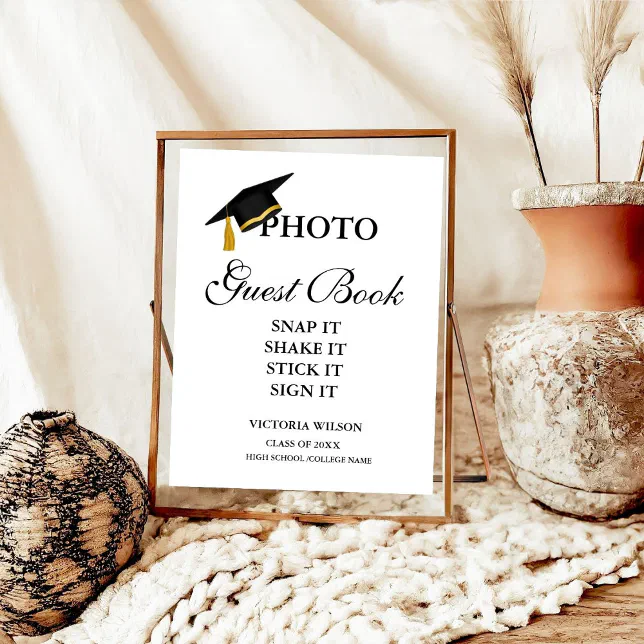 Photo Guest Book Sign, Graduation Photo Guestbook | Zazzle