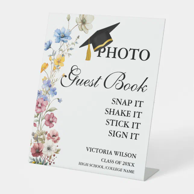 Photo Guest Book Sign, Graduation Photo Guestbook Pedestal Sign | Zazzle