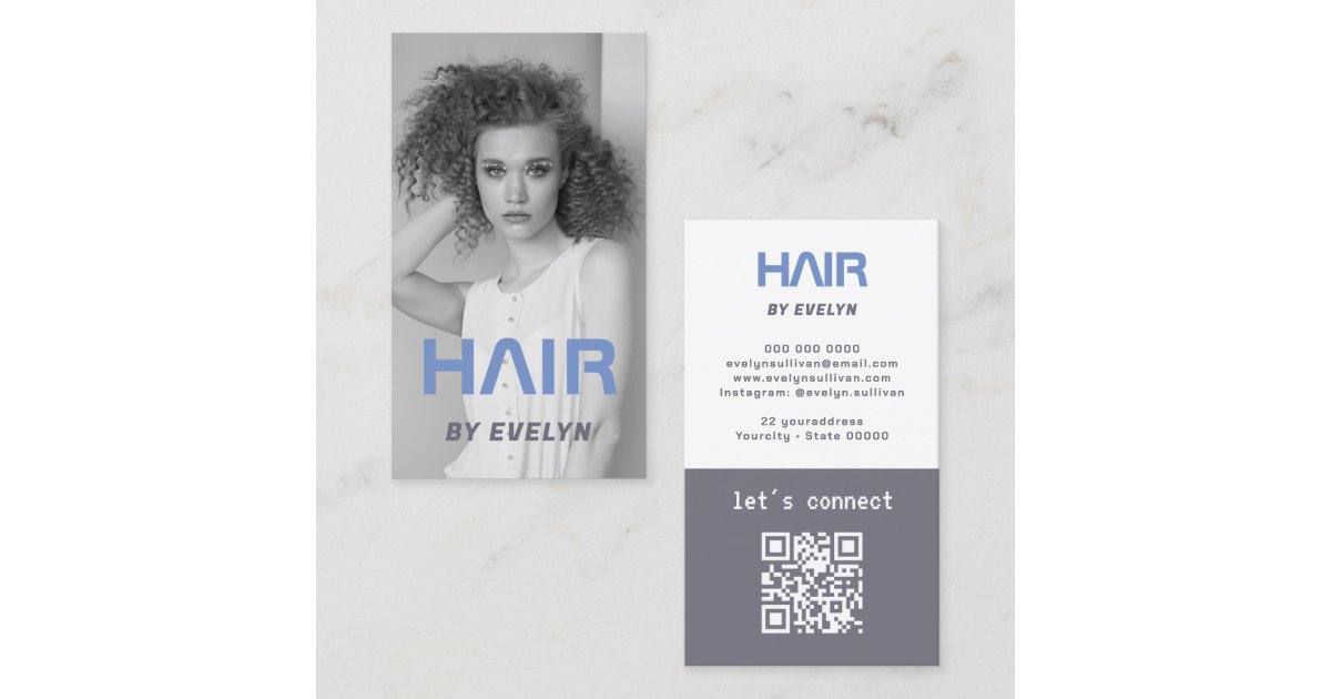 Photo Hair QR Code Business Card | Zazzle