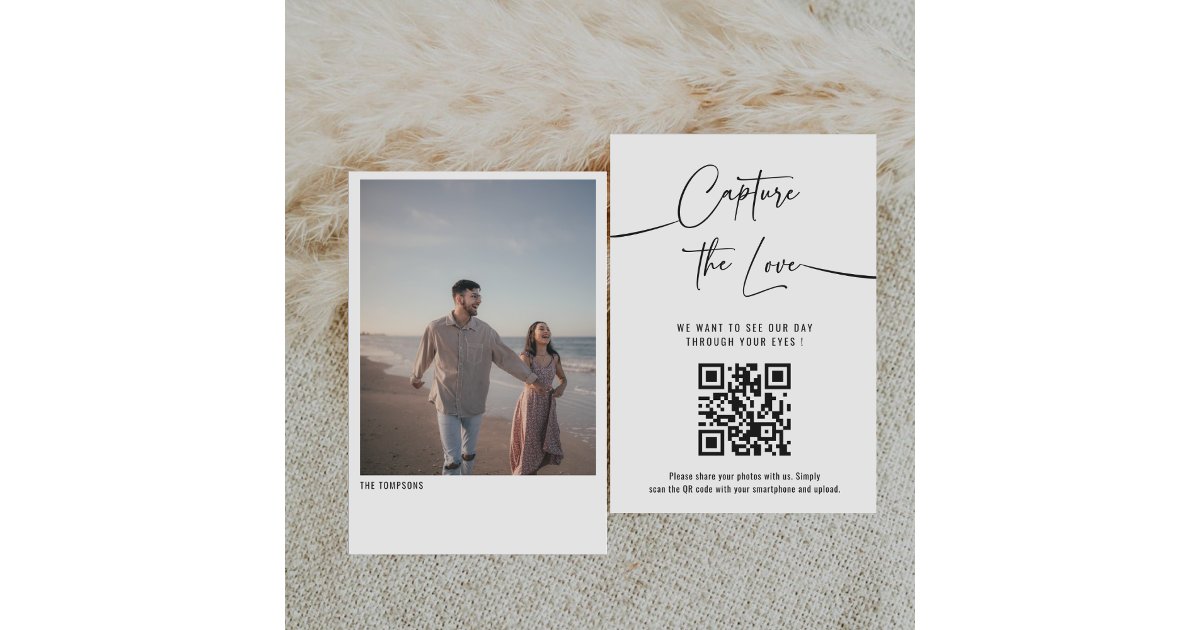 Photo Handwritting Capture The Love QR code Enclosure Card | Zazzle