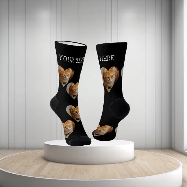Photo Heart Pet Cat Dog Family Personalized Socks | Zazzle