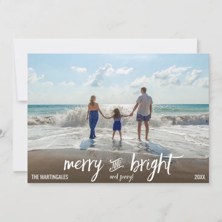 PHOTO HOLIDAY CARD | Beach Coastal Christmas | Zazzle