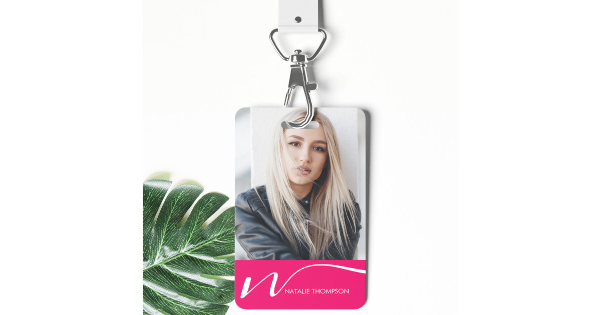 Photo ID Card Modern QR Code Custom Lanyard Name Badge | Zazzle