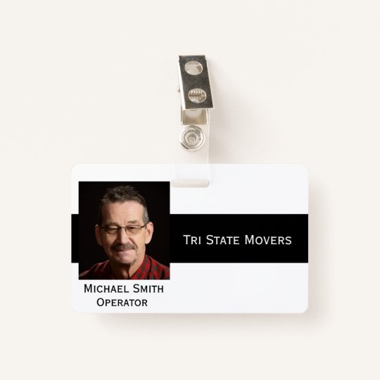 Photo ID Clip Double Sided Personalize Text Badge | Zazzle.com