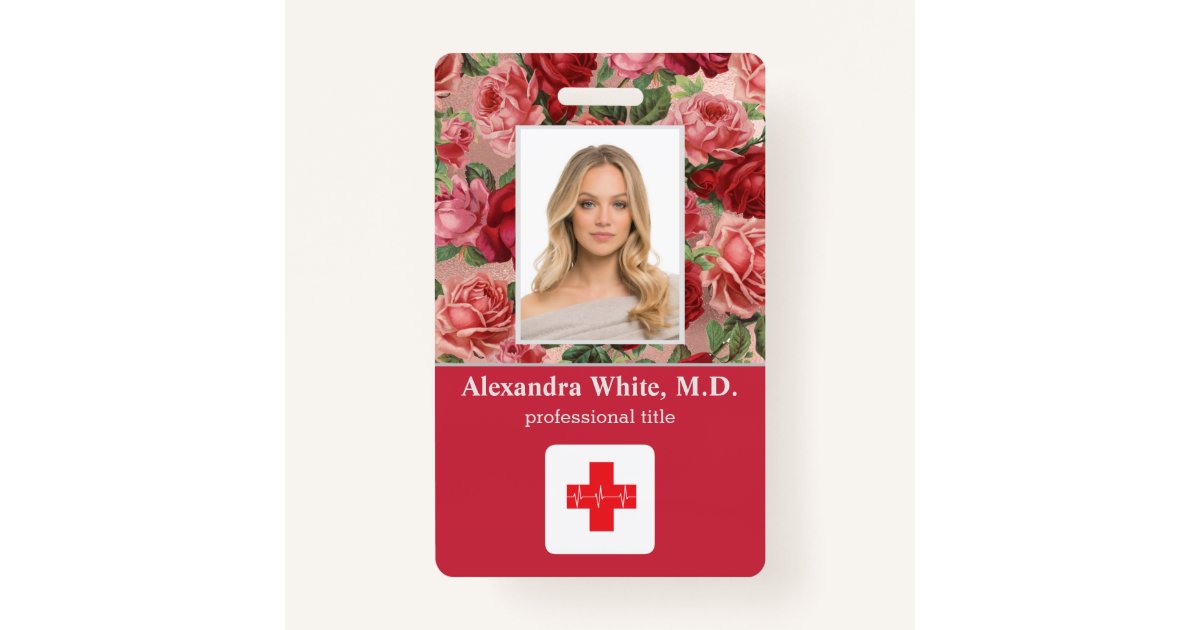 Photo ID Employee Hospital Medical Professional Badge | Zazzle