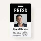 Photo ID Journalist Press Pass | Logo & Barcode Badge | Zazzle