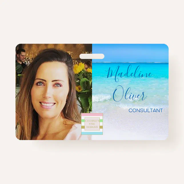 Photo ID Logo Ocean Beach Sea Badge | Zazzle