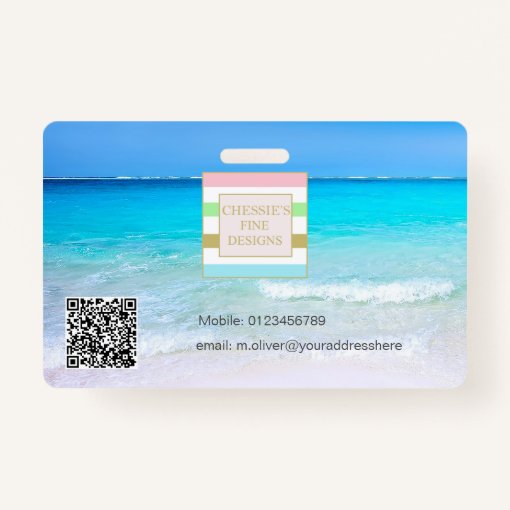 Photo ID Logo Ocean Beach Sea Badge | Zazzle