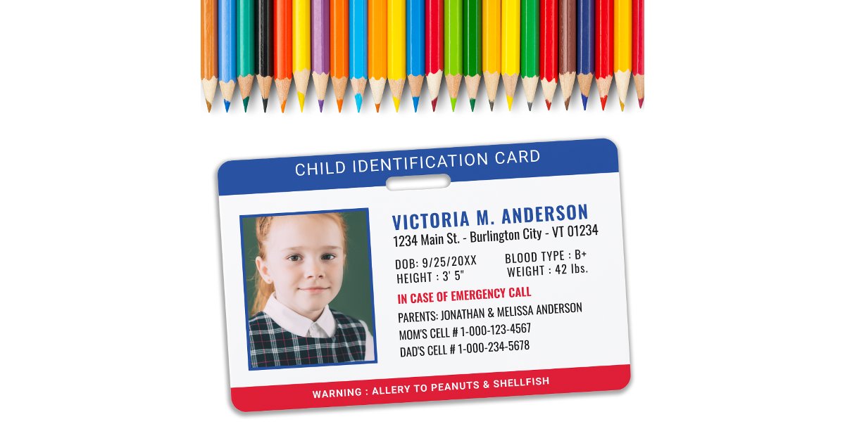 Photo Identification Emergency Safety Child ID Badge | Zazzle