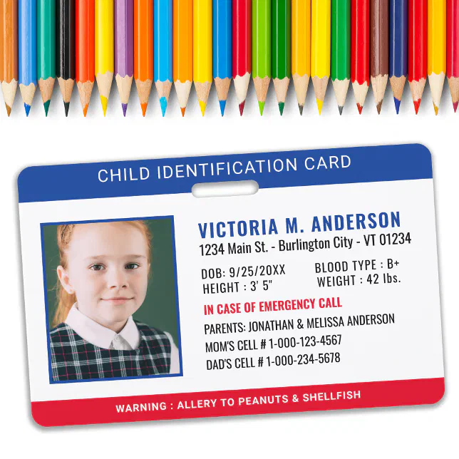 Photo Identification Emergency Safety Child ID Badge | Zazzle
