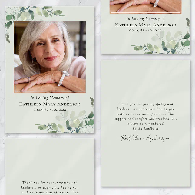 Photo In Loving Memory Funeral Sympathy Thank You Card | Zazzle