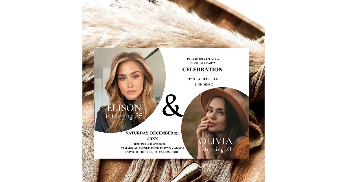 Photo Invite Double Modern Birthday Invitation | Zazzle