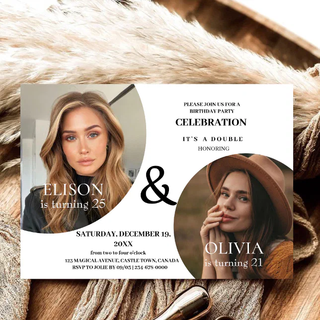 Photo Invite Double Modern Birthday Invitation | Zazzle