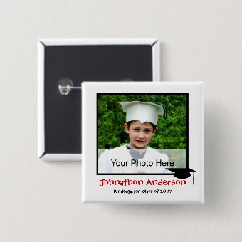 Photo Kindergarten Graduation Announcement Pinback Button | Zazzle