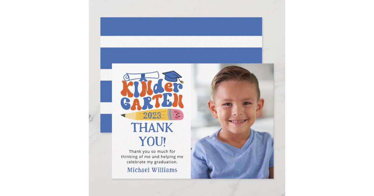 Photo Kindergarten Graduation Thank You Card | Zazzle