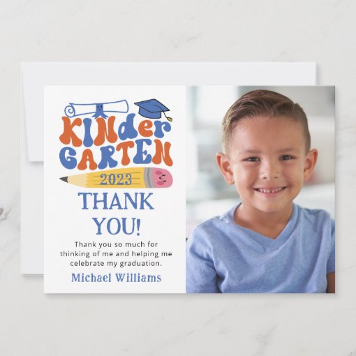Photo Kindergarten Graduation Thank You Card | Zazzle