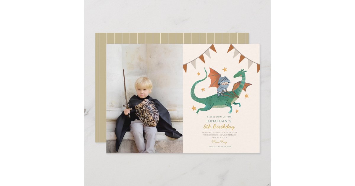 Photo Knight and Dragon Royal Medieval Birthday Invitation | Zazzle