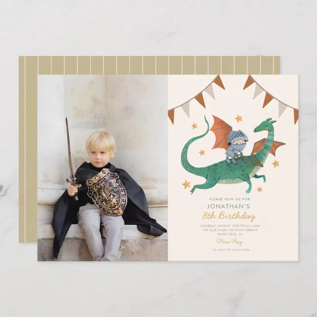 Photo Knight and Dragon Royal Medieval Birthday Invitation | Zazzle