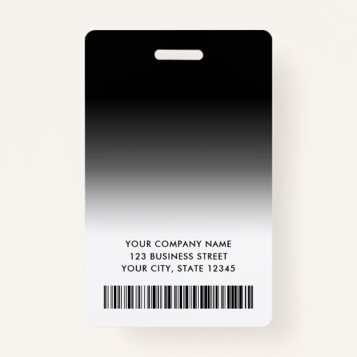 Photo logo black gradient modern employee id badge | Zazzle