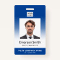 Photo logo blue gradient modern employee id badge | Zazzle
