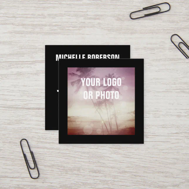 Photo logo internet icons square business card | Zazzle