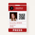 Photo logo QR CODE press pass ID Badge | Zazzle