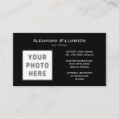 Photo Logo QR Code Template Horizontal Black Business Card | Zazzle