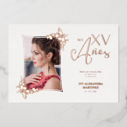 Photo Luxury Real Rose Gold Modern Botanical Frame Foil Invitation | Zazzle