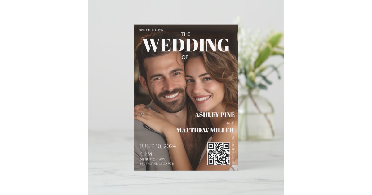 Photo Magazine Cover Newspaper Unique Wedding Invitation | Zazzle